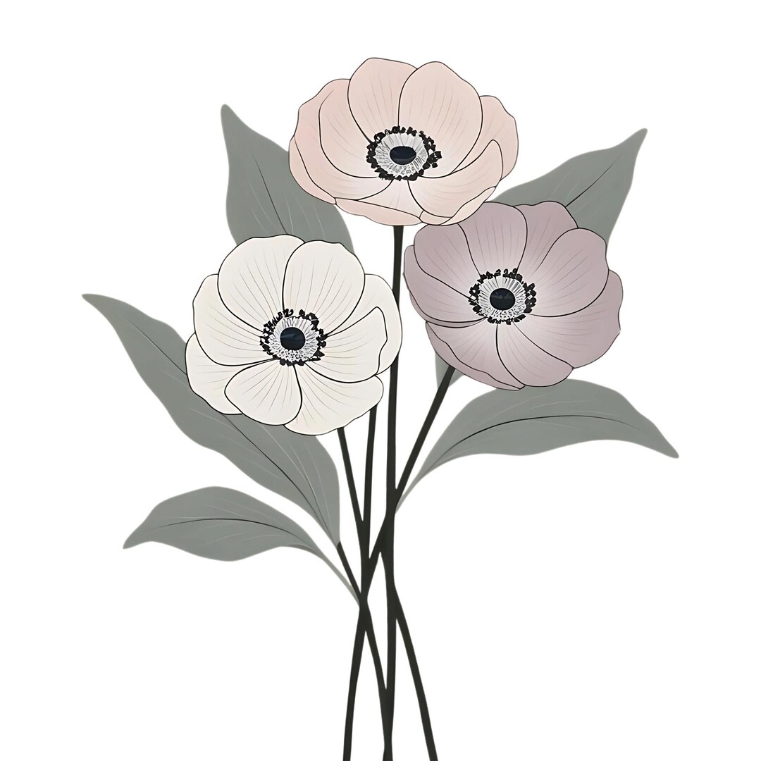 10 Minimalist Flower Designs PNG Clipart Bundle, Transparent Background ...