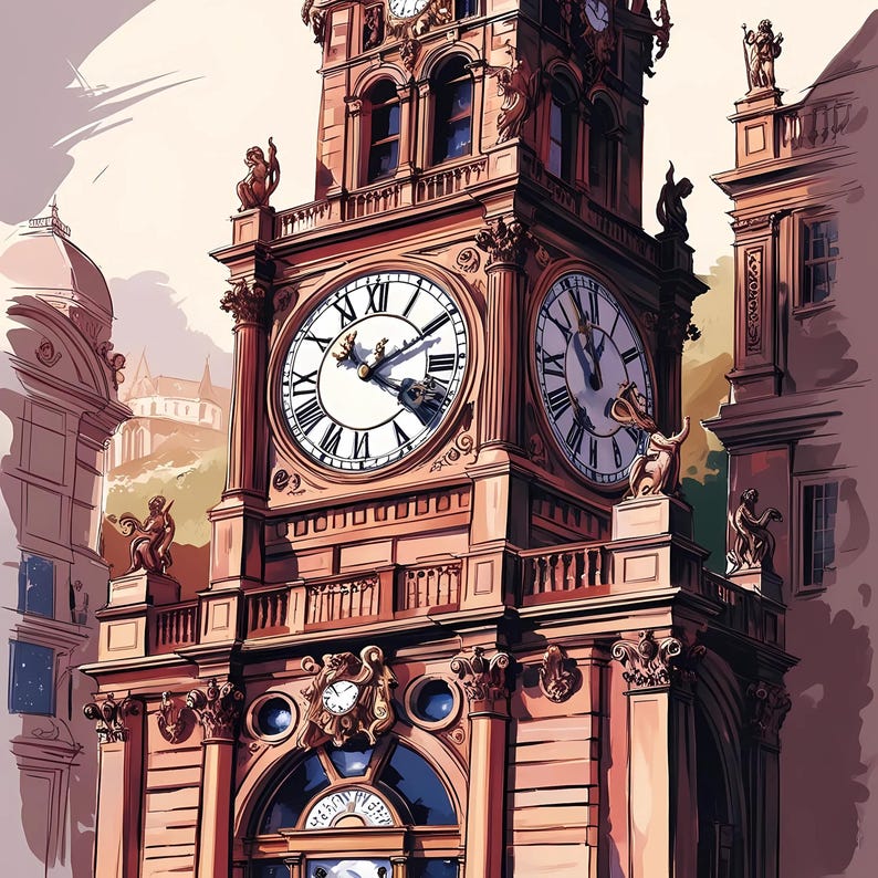 10 Clock Tower Designs JPG Clipart Bundle, Digital Paper Craft ...