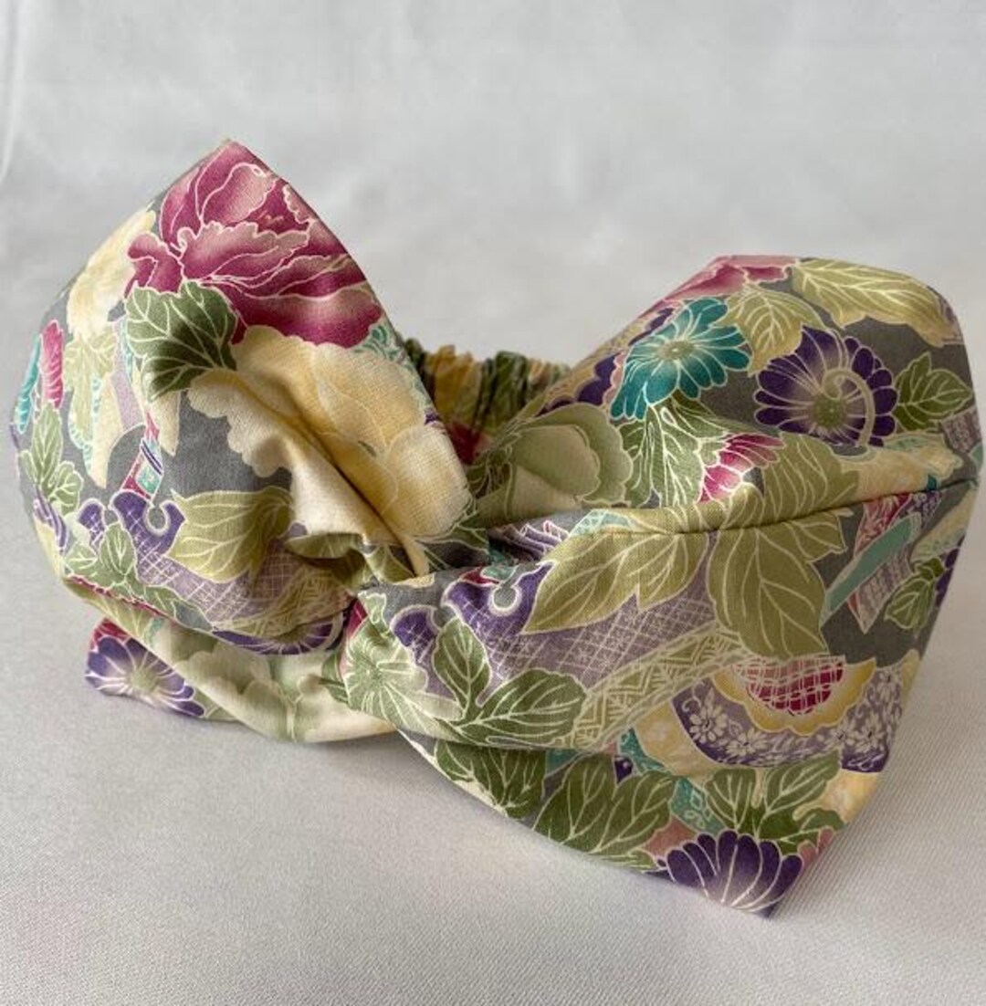 Japanese Wagara Headband Handmade Hair Turban Cotton Fabric Floral ...
