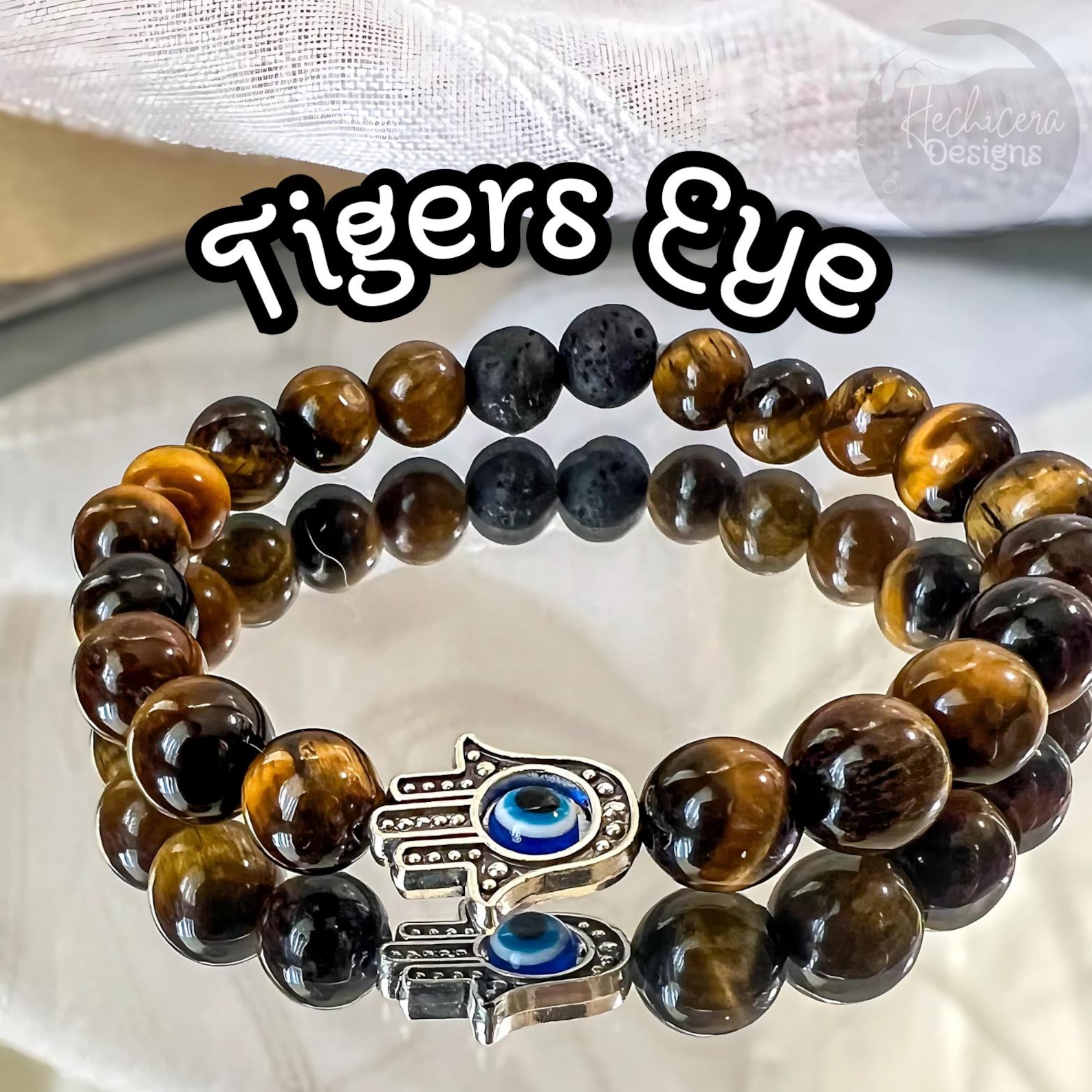 Evil Eye Tigers Eye Bracelet, Healing Stone Jewelry, Protection ...