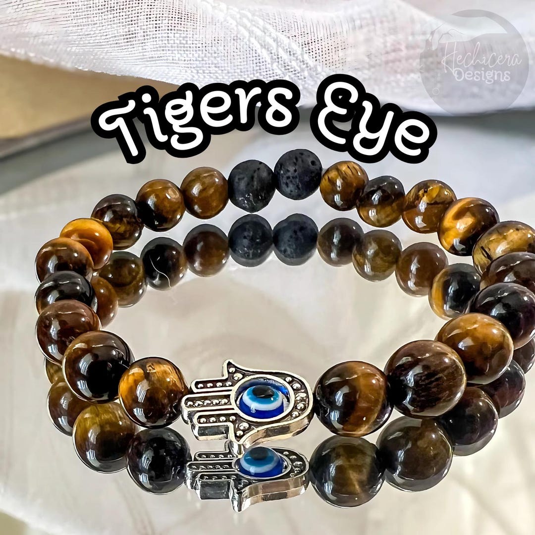 Evil Eye Tigers Eye Bracelet, Healing Stone Jewelry, Protection ...