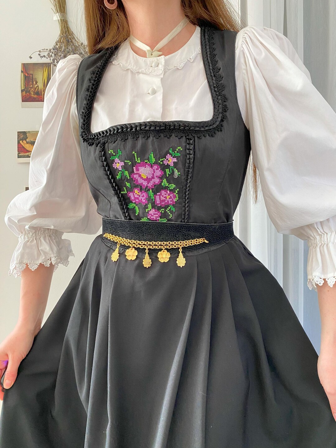 Vintage Country Line Trachten Octoberfest Dress / Austrian Dirndl Folk ...