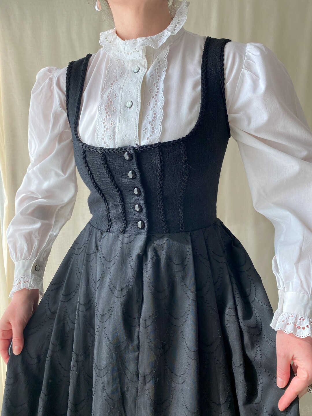 Austrian Black Dirndl Dress: Gothic Maxi Sundress, Small - Etsy
