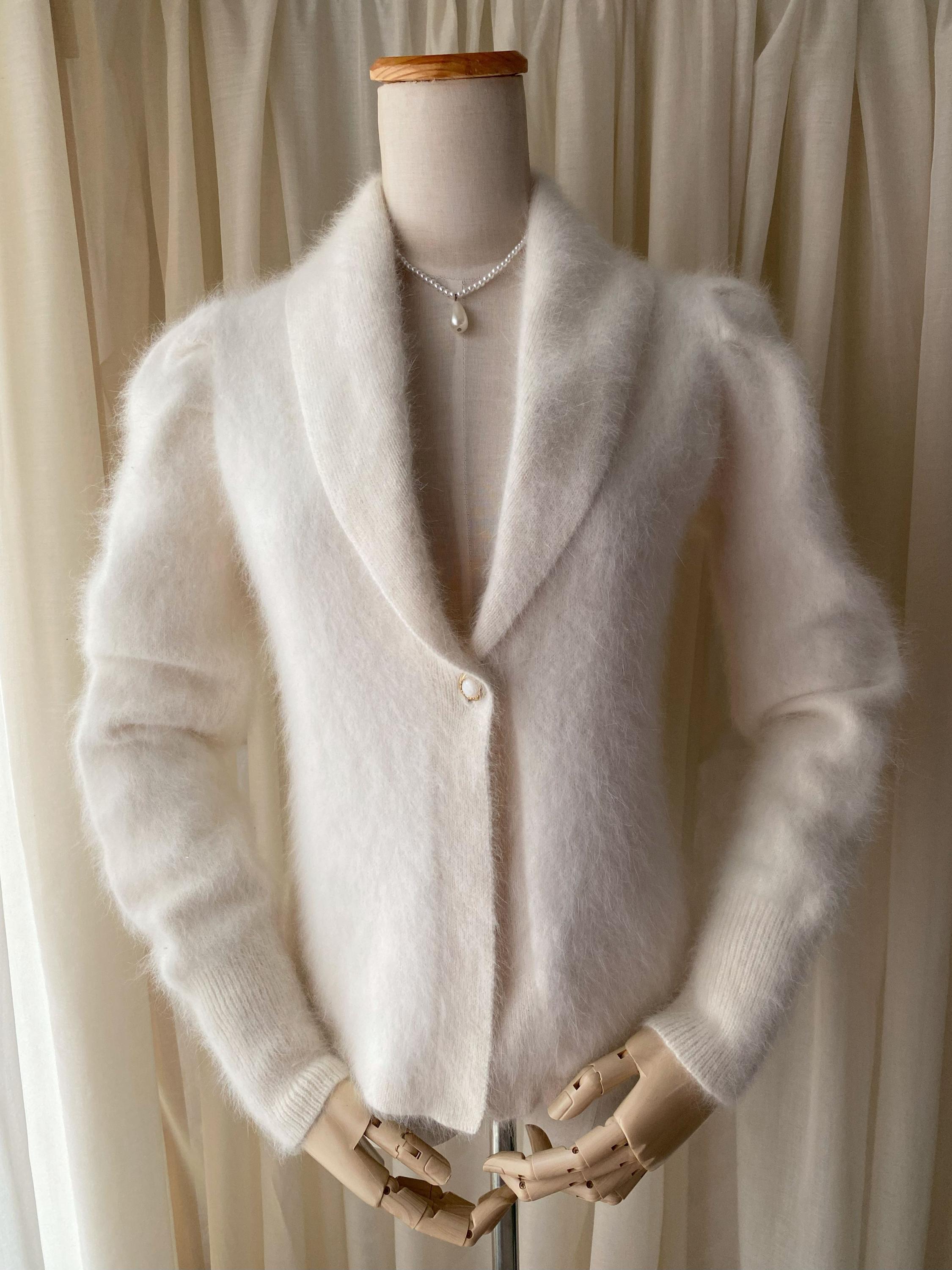 Vintage Monsoon 80% Angora Puffy Cardigan,milk Angora Puff Sleeve ...
