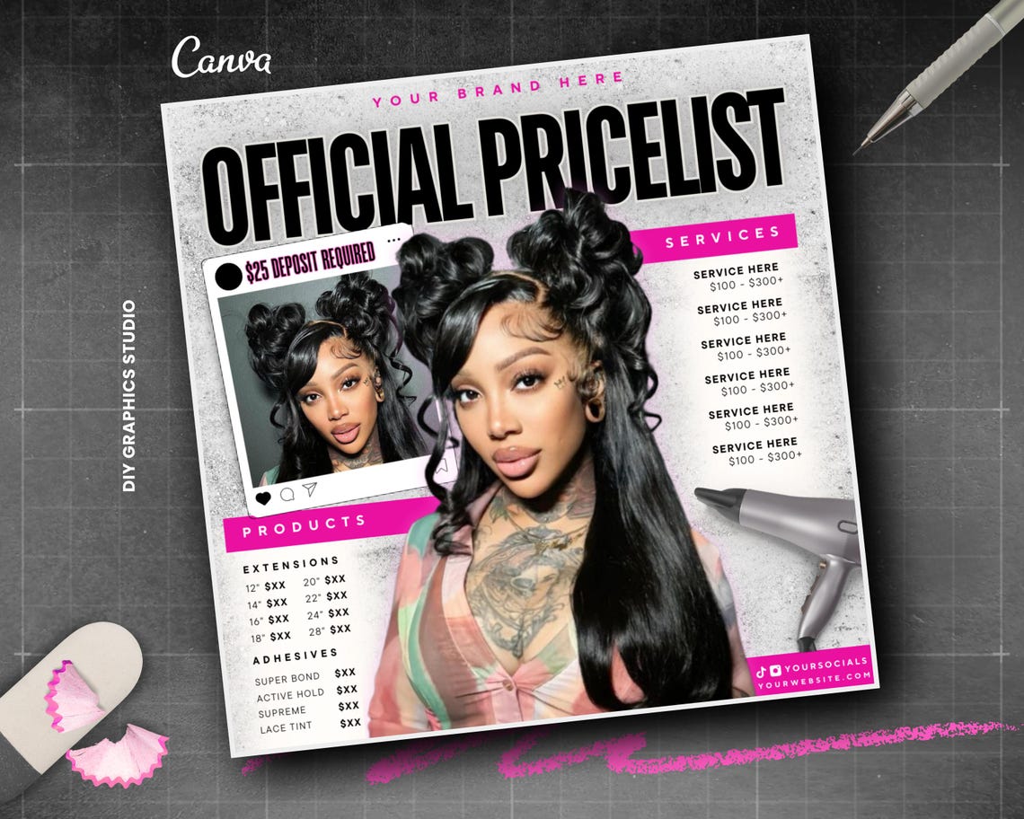 Hair Price List, Beauty Service Price List, Price List Template ...