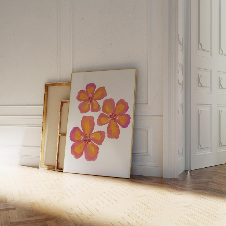 Preppy Pink Tropical Flower Print Watercolours Coastal Ocean Printable ...