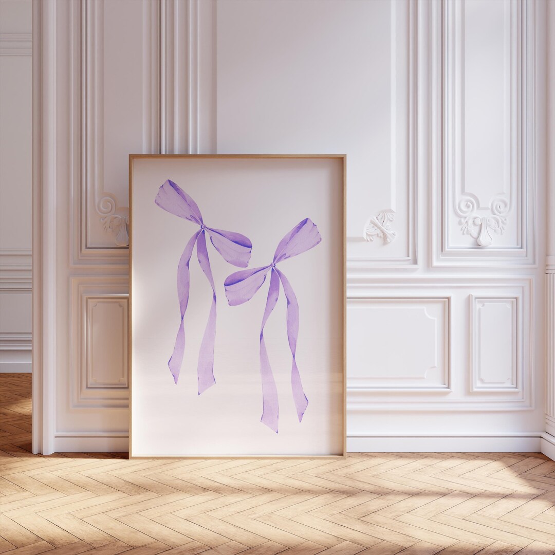 Trendy Bows Poster Purple Artwork Bow Watercolor Bows Print Coquette ...
