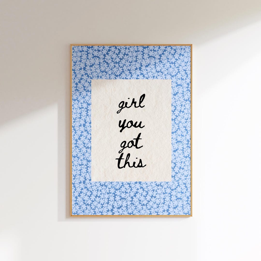 Light Blue Floral Affirmation Poster: Preppy Dorm Decor (digital ...