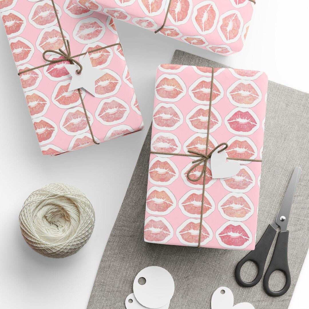 Nude Kissy Lips Wrapping Paper, Romantic Gift Wrap, Valentine's Day ...