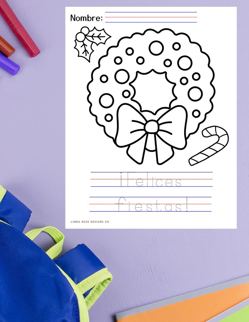 Christmas Color and Trace in English and Spanish - Etsy