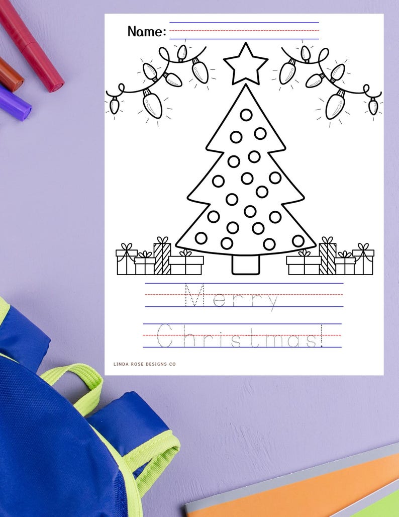 Christmas Color and Trace in English and Spanish - Etsy