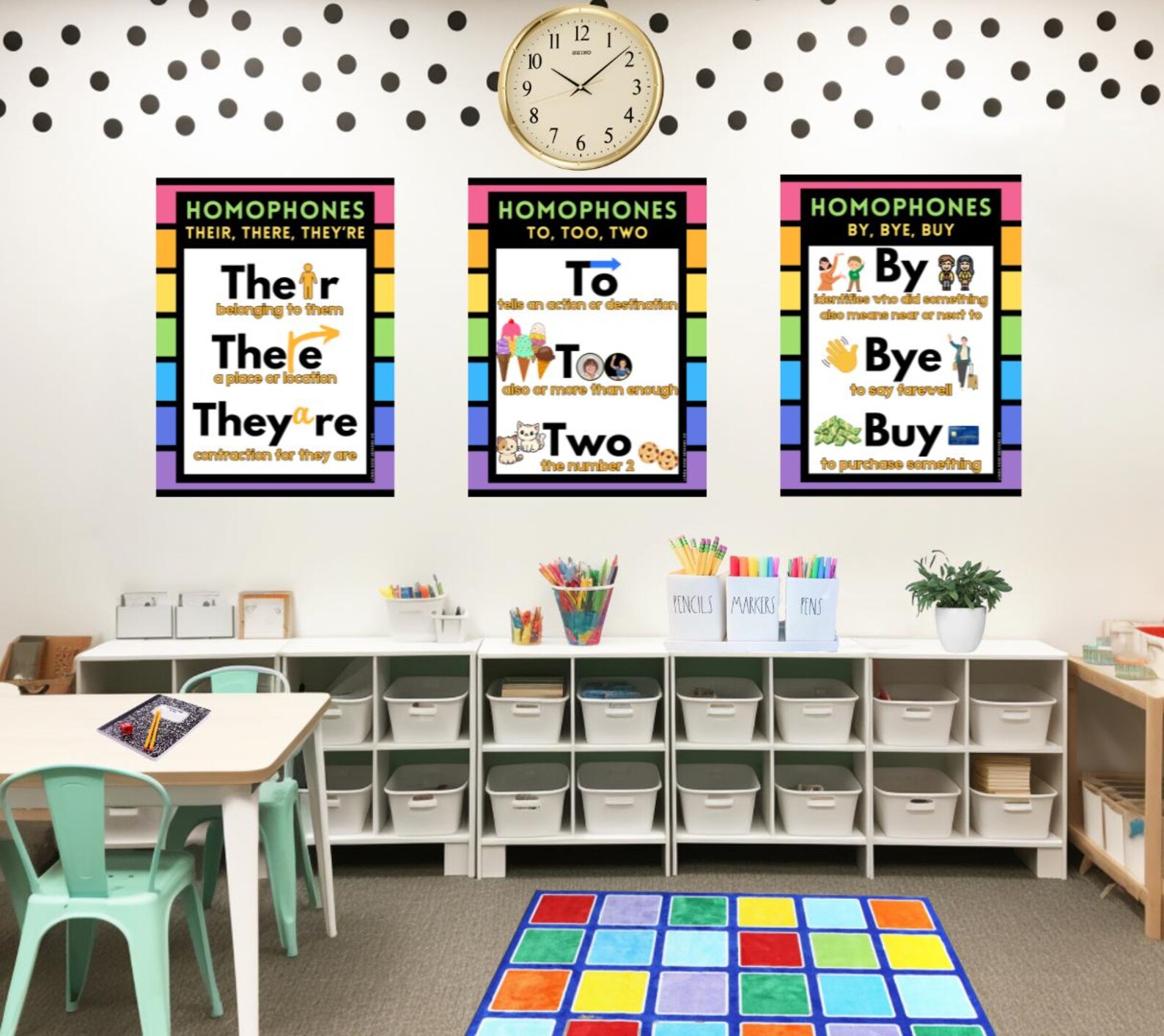 Printable Homophone Posters- Set of 3: Their, There, They're, To, Too ...