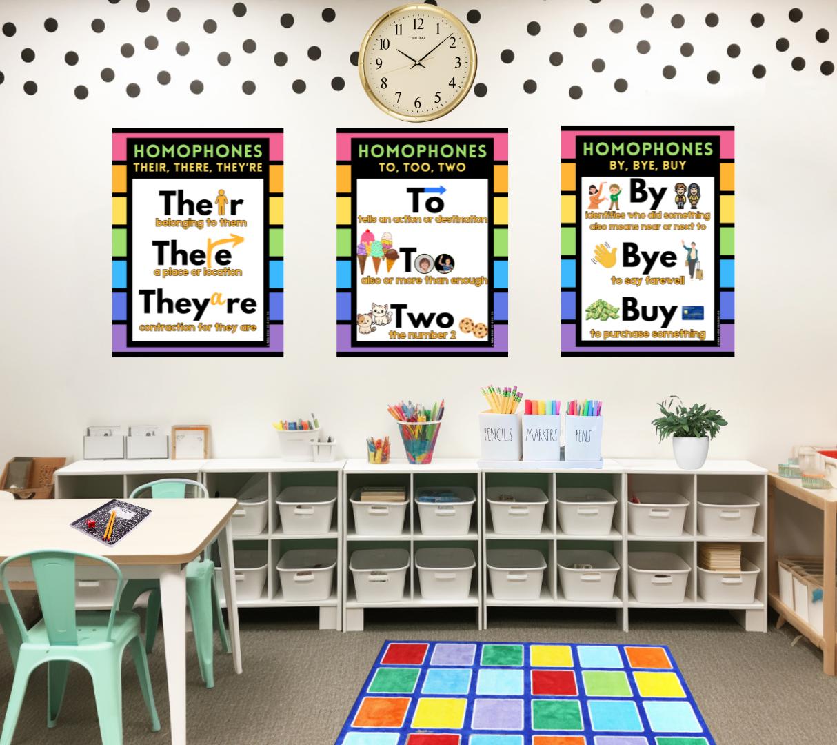 Printable Homophone Posters- Set of 3: Their, There, They're, To, Too ...