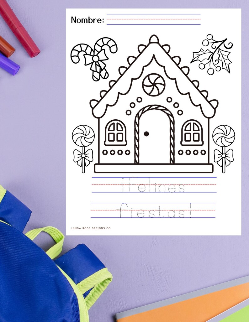 Christmas Color and Trace in English and Spanish - Etsy