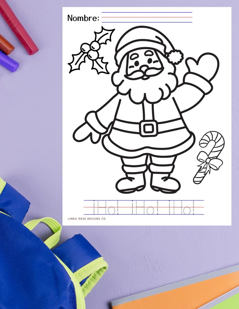 Christmas Color and Trace in English and Spanish - Etsy