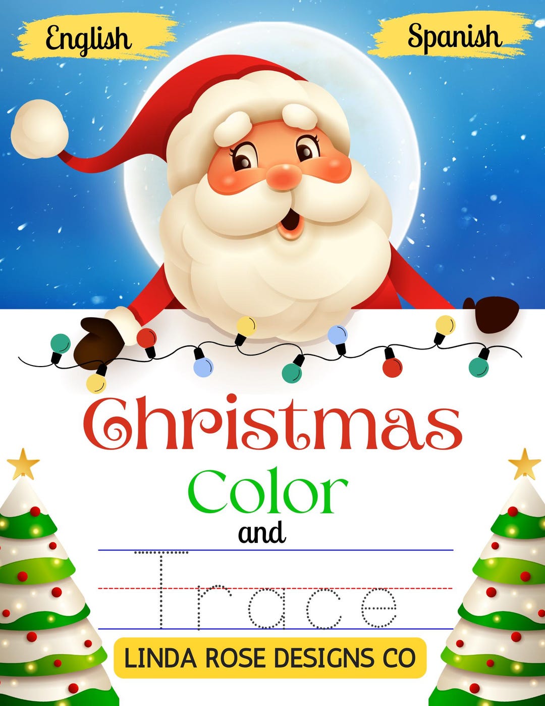 Christmas Color and Trace in English and Spanish - Etsy