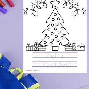 Christmas Color and Trace in English and Spanish - Etsy