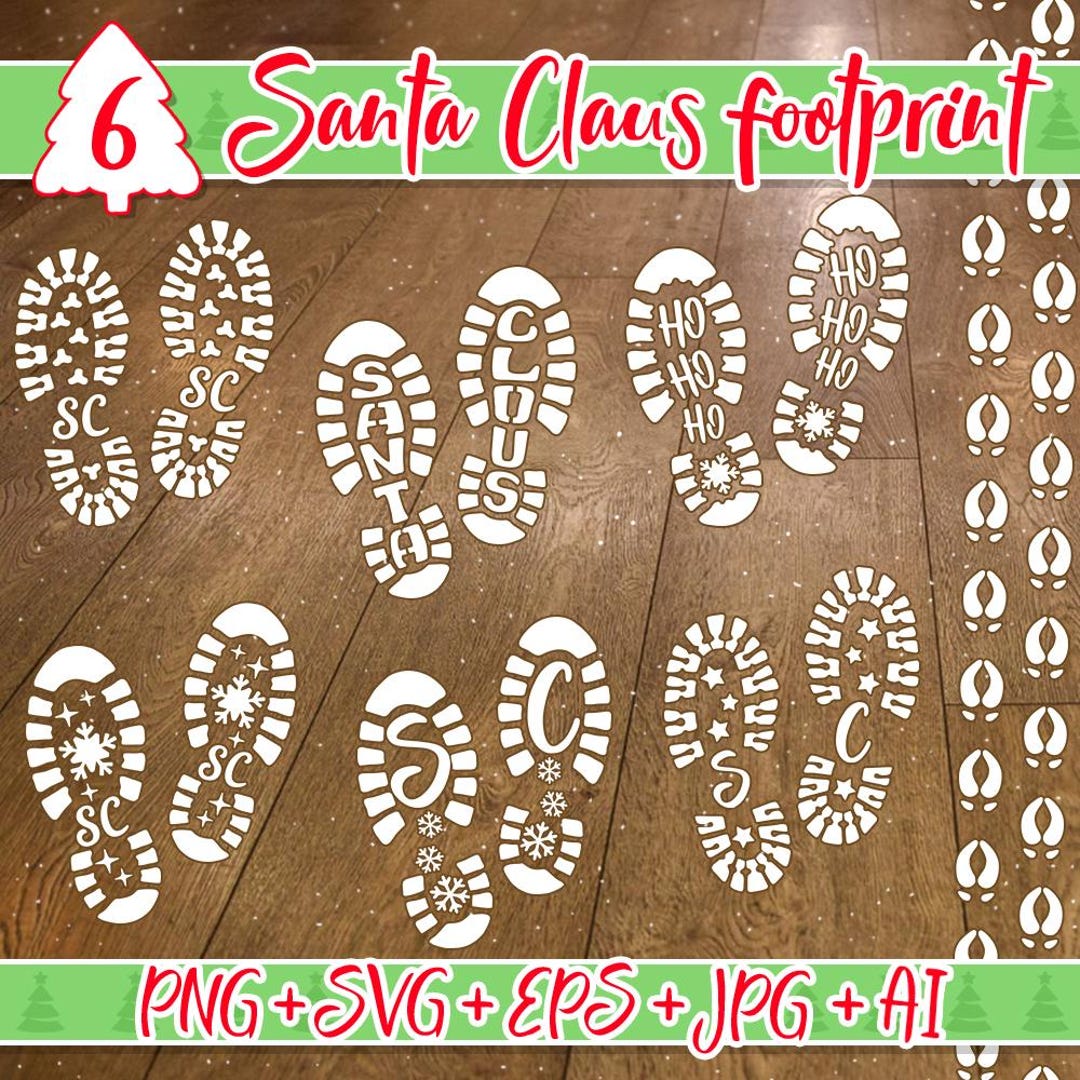 Santa Claus Footprint SVG, Santa Boots SVG, Santa Footsteps, Santa ...