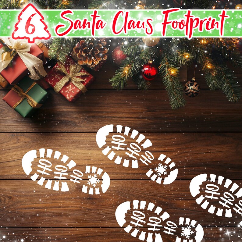 Santa Claus Footprint SVG, Santa Footprint Stencil Svg, Santa Boots ...