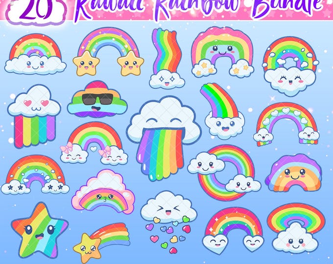Cute Rainbow Clouds Sun and Stars SVG Cut File for Cricut and ...
