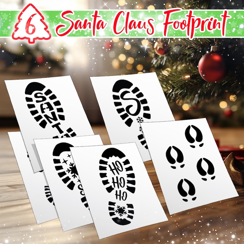 Santa Claus Footprint SVG, Santa Footprint Stencil Svg, Santa Boots ...