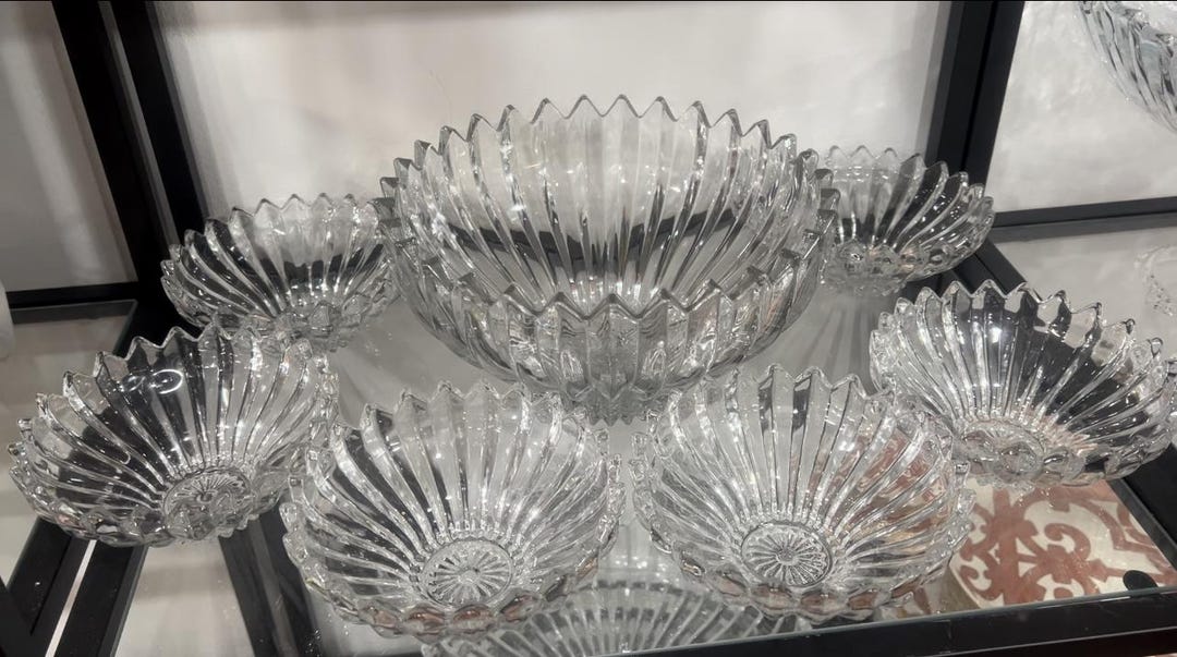 Vintage Crystal Bowl Set of 7 Home Gift Mikasa Crystal Bowl Christmas ...
