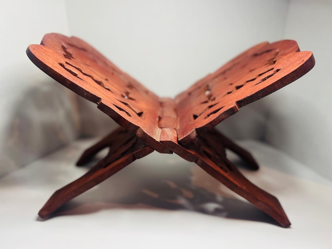 Wooden Quran & Bible Folding Stand - Rehel/rehal Pooja Book Holder ...