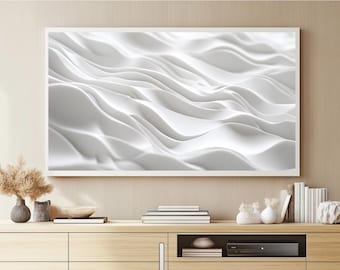 White Abstract Waves Background TV Art, Beautiful Samsung Frame TV ...