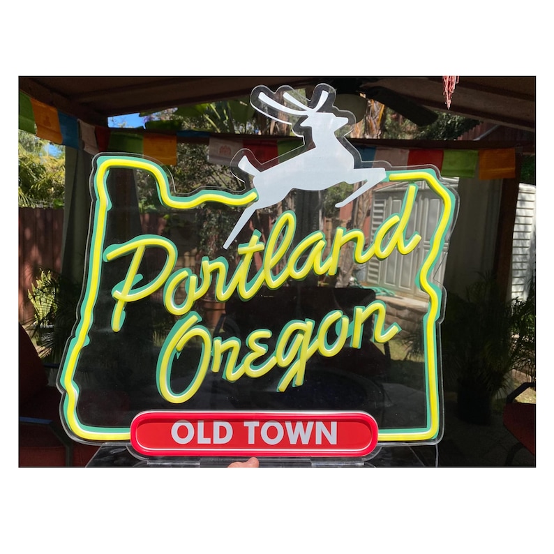 Portland Oregon Neon LED Sign: White Stag PDX Art - Etsy