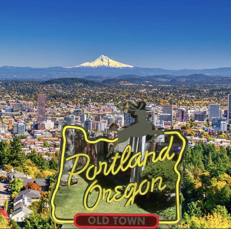 Portland Oregon Neon LED Sign: White Stag PDX Art - Etsy