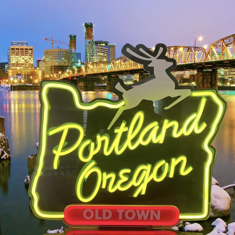 Portland Oregon Neon LED Sign: White Stag PDX Art - Etsy
