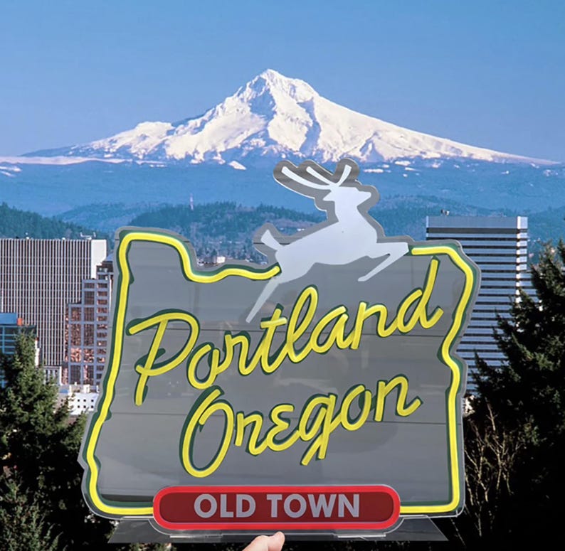Portland Oregon Neon LED Sign: White Stag PDX Art - Etsy
