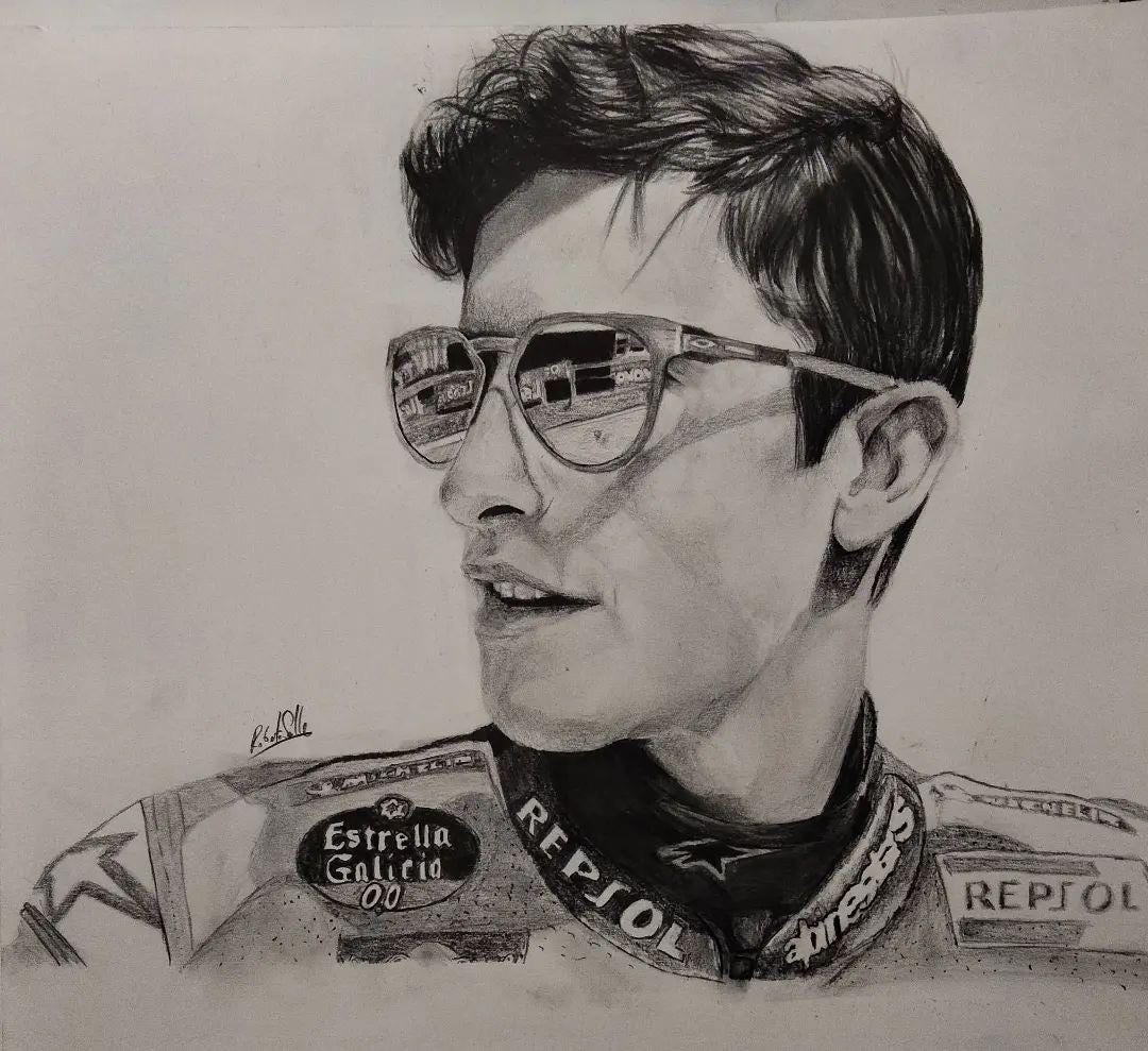 MARC MARQUEZ Dessin au crayon et au fusain Art exclusif - Etsy France