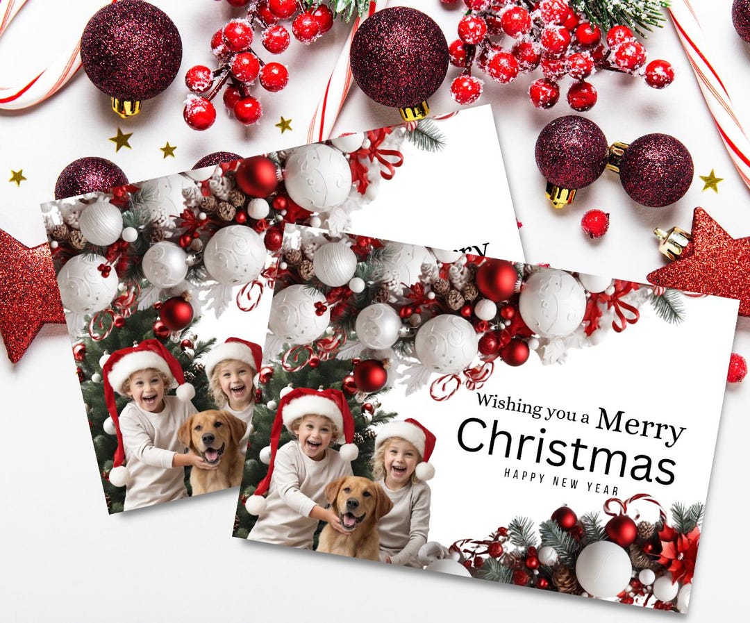 Merry Christmas Invitation Cards, Rustic Holiday Party Invites, Festive ...