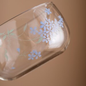 Hand-painted Blue Flower Glass Matcha Set With Bamboo Whisk - Etsy