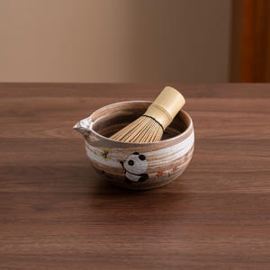 Hand-painted Cute Panda Ceramic Matcha Bowl With Bamboo Whisk and ...