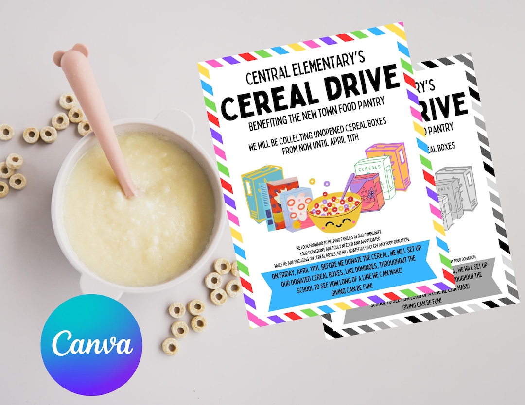 Cereal Dominoes Food Drive - Editable Canva Template - Great for Food ...