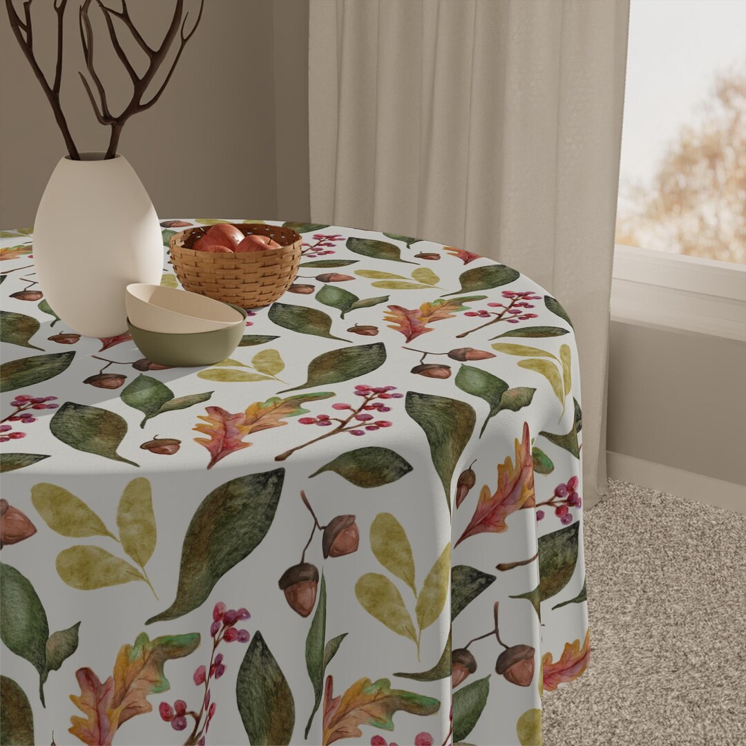 Charming Autumn Fall Foliage Watercolor Tablecloth for Your Festive ...