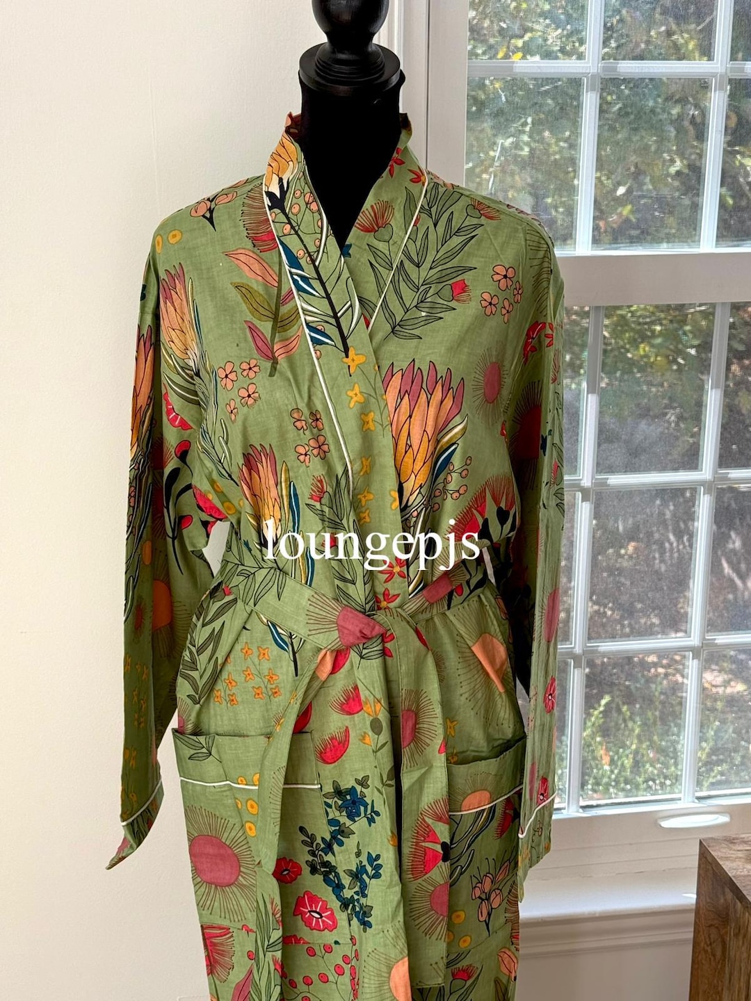 Long Cotton Robe Women, Kimono Robe, Luxurious Bathrobe, Fall Style ...