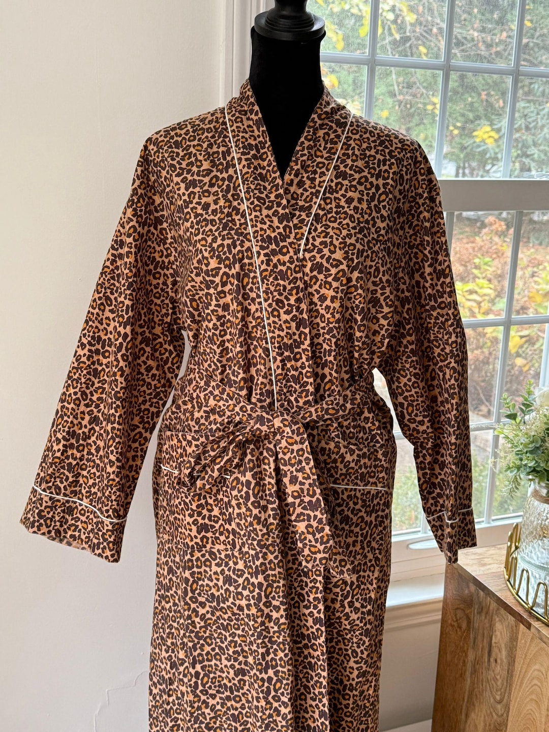 Leopard Print Kimono Robe, Cheetah Print Dressing Gown, Gift for Mom ...