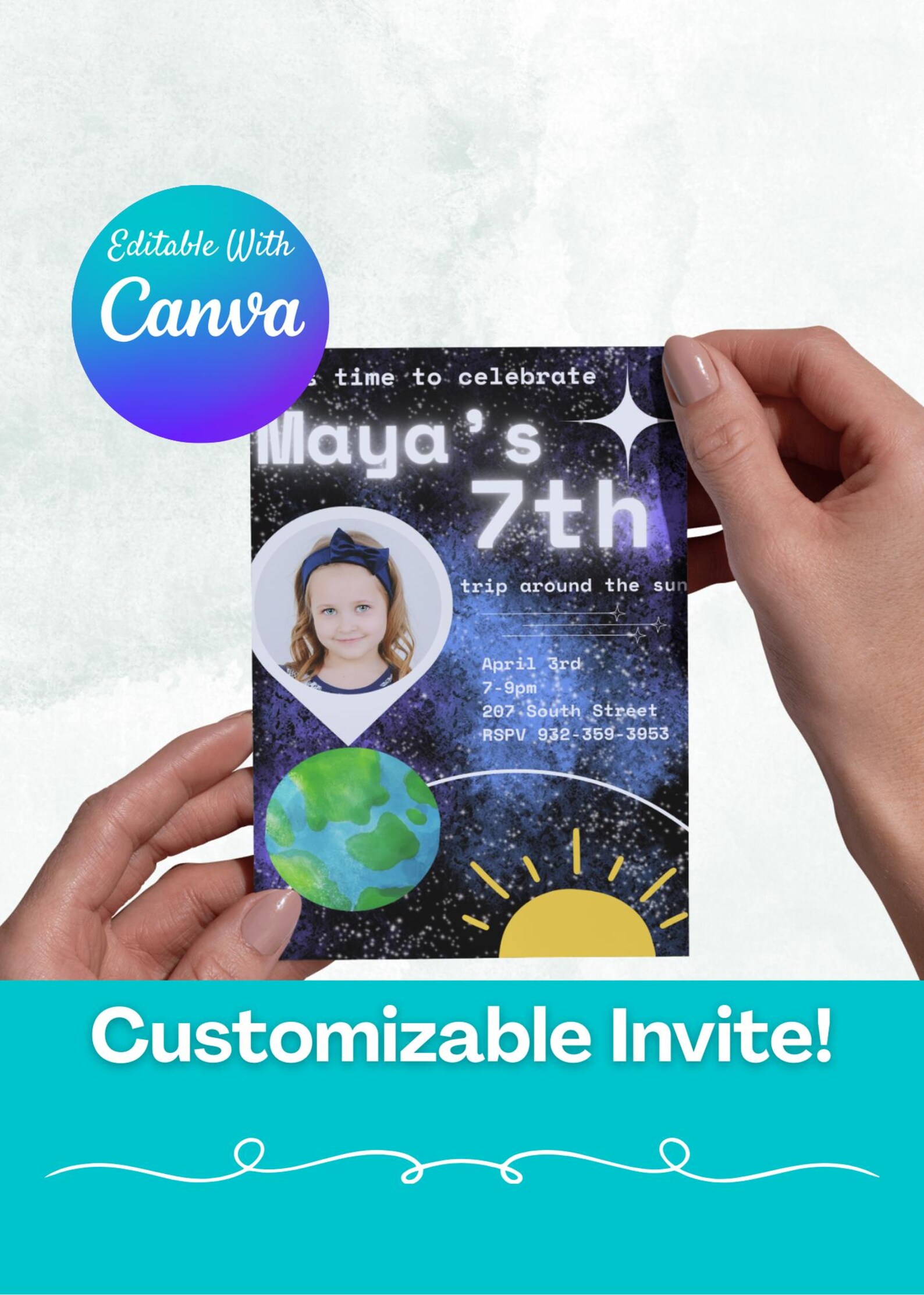 Outer Space Birthday Party Invitation Template for Canva - Etsy
