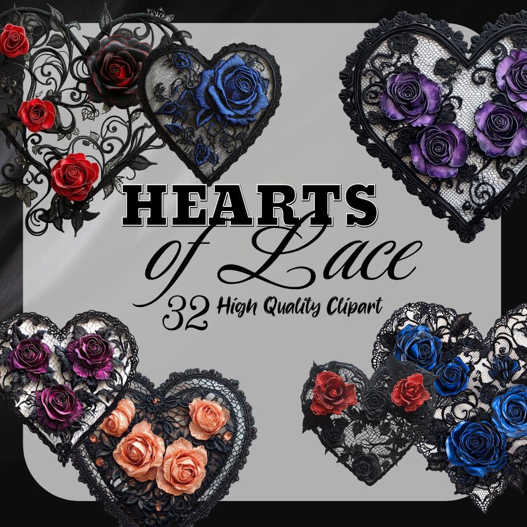 Lace Hearts PNG Clipart Pack, High-res Romantic Wedding, Valentine’s ...