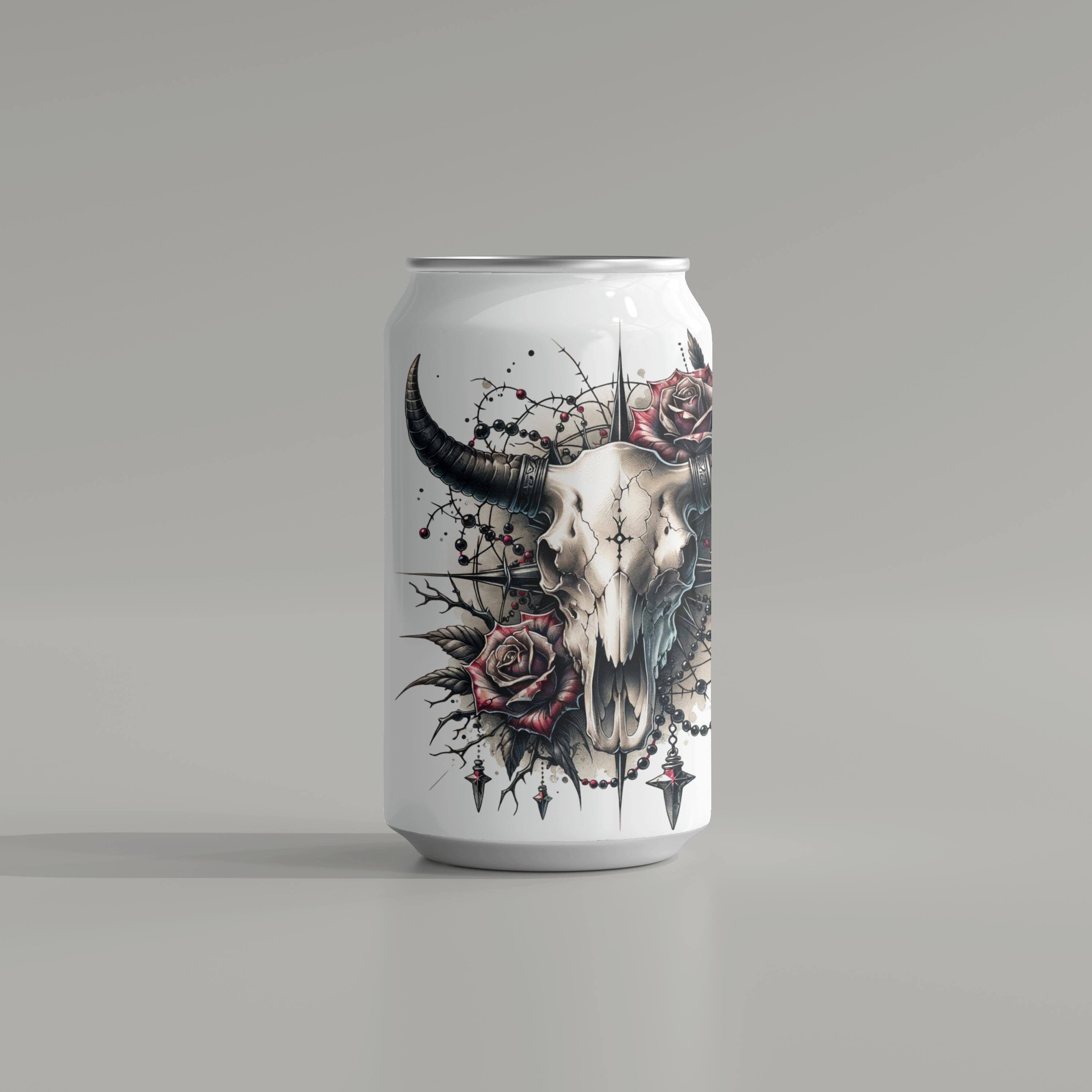 Western Cow Skull Clipart With Bold Roses and Hanging Beads, Edgy High ...