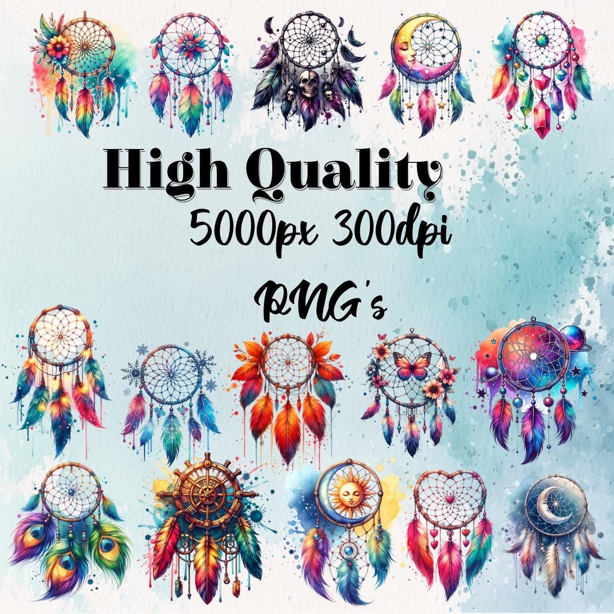 30 Watercolor Dreamcatcher Clipart – Beautiful Boho Tribal Designs ...