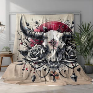 Western Cow Skull With Roses and Beads, Bold, Edgy and High Detailed ...