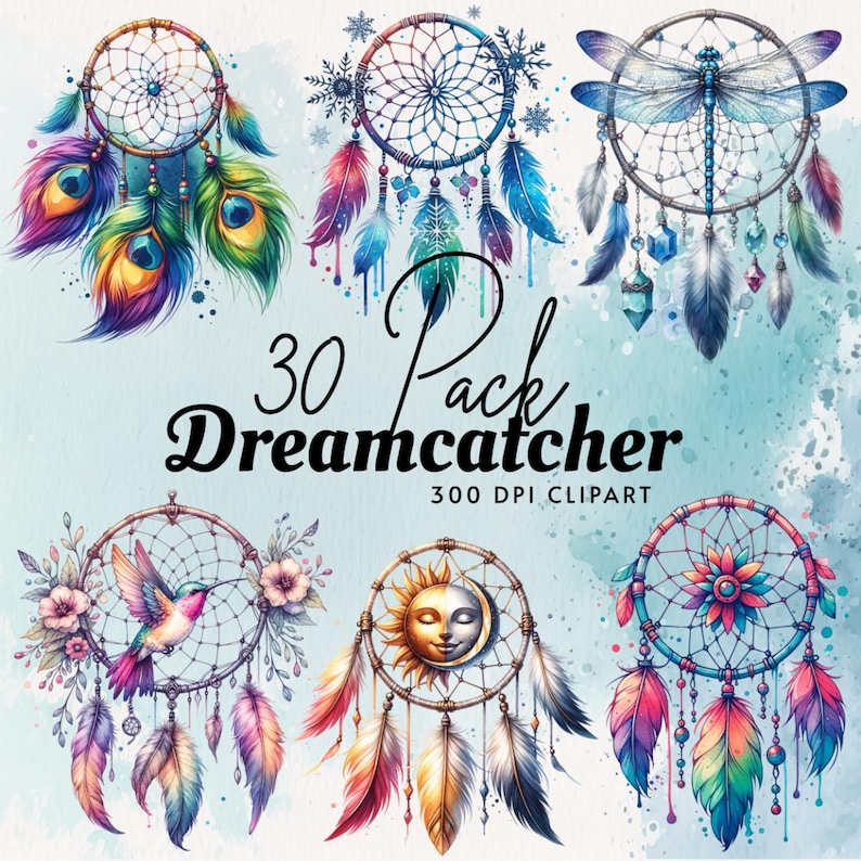 30 Watercolor Dreamcatcher Clipart – Beautiful Boho Tribal Designs ...