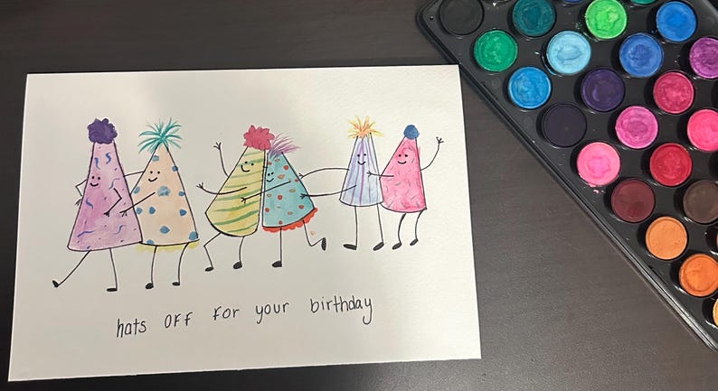 Handmade Watercolor Birthday Card - Etsy
