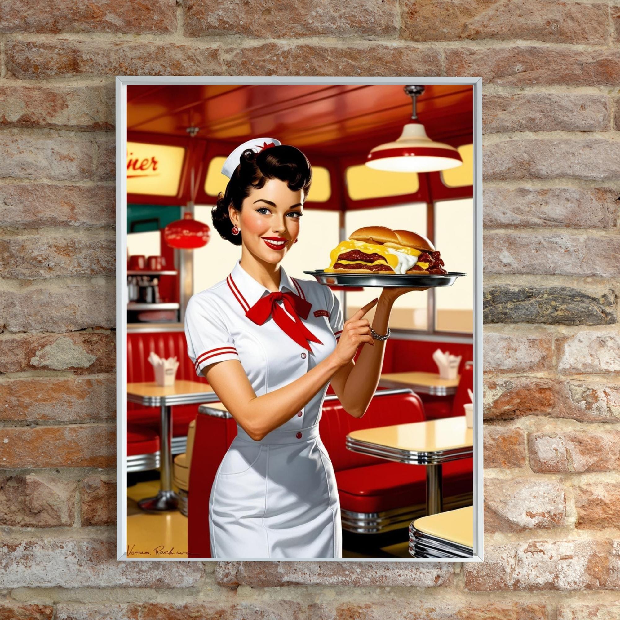 Retro Diner Wall Art Set - 8 A3 Posters - Vintage 50s Diner Print ...