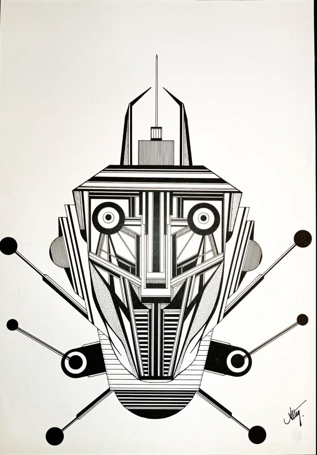 Ink Drawing Original Custom Artwork Black and White Art Line Drawing ...