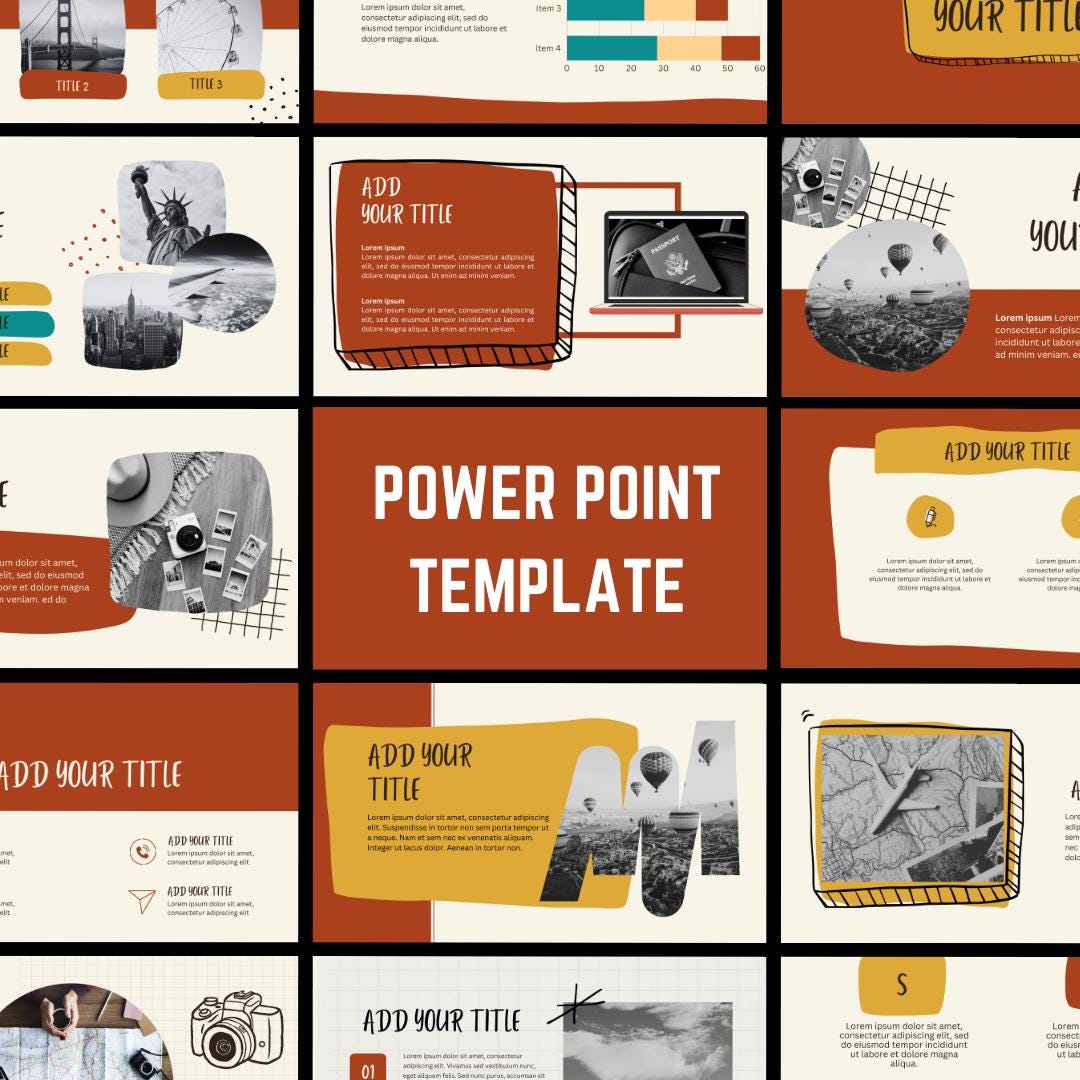 Vintage Retro Powerpoint Template Bold Red & Yellow Design for Eye ...